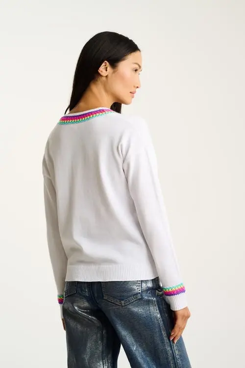Lisa Todd Cotton V-neck Pullover Sweater - White