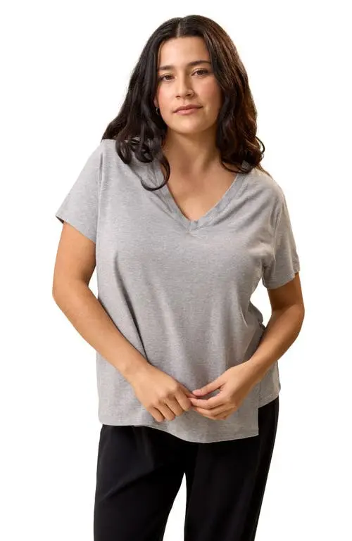 KINDRED BRAVELY Classic Modal V-neck Nursing T-shirt - Grey Heather