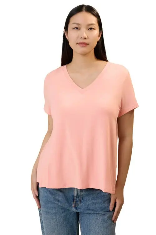 KINDRED BRAVELY Classic Modal V-neck Nursing T-shirt - Sunset Pink