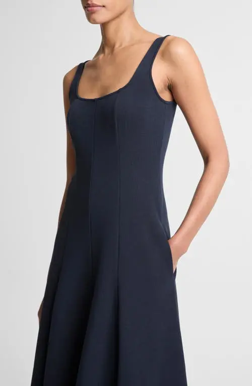 Vince Square Neck Fit-and-flare Midi Dress - Eclipse