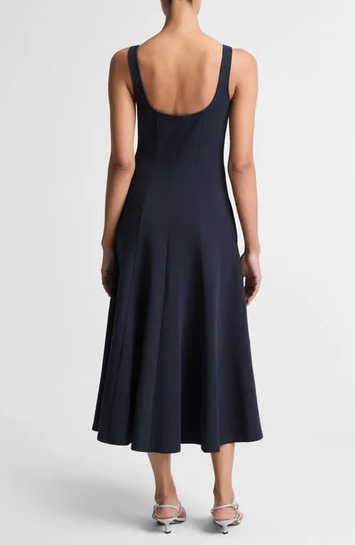 Vince Square Neck Fit-and-flare Midi Dress - Eclipse