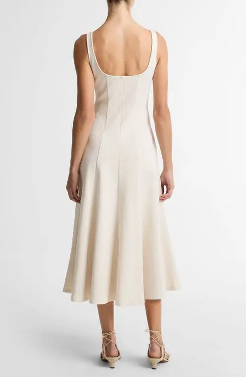Vince Square Neck Fit-and-flare Midi Dress - Flax