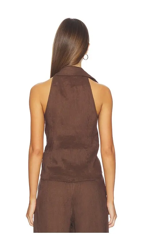 AEXAE Linen Sweetheart Top - Brown