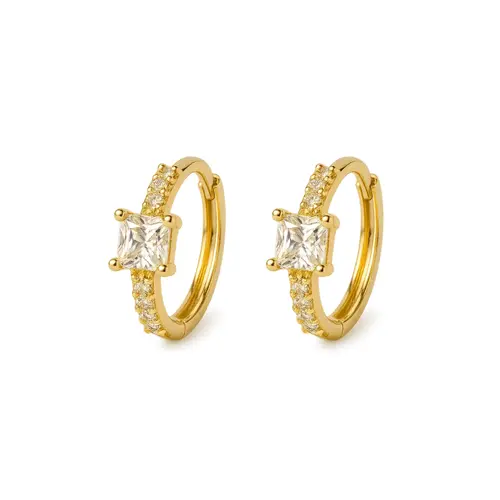 DLORIA Square-cut Huggie Hoop Earrings - Gold