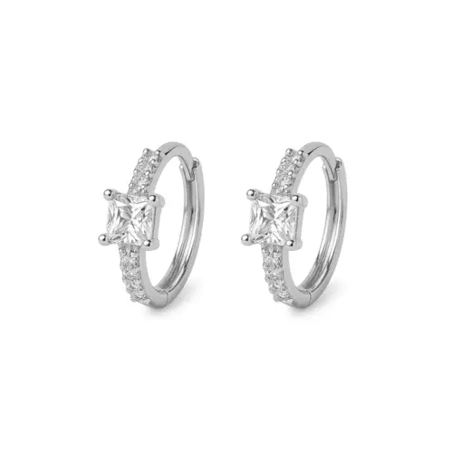 DLORIA Square-cut Huggie Hoop Earrings - Silver