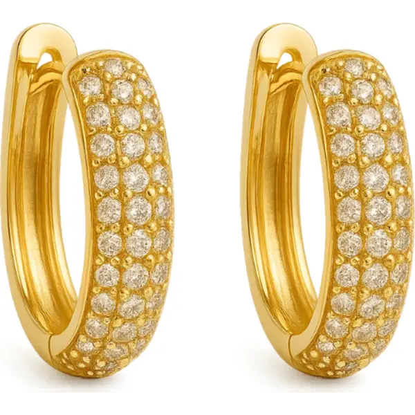 DLORIA Nadia Pavé Huggie Hoop Earrings - Gold