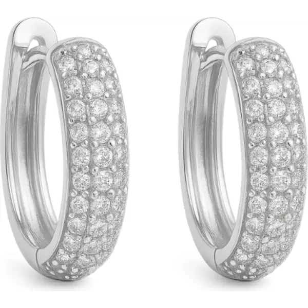 DLORIA Nadia Pavé Huggie Hoop Earrings - Silver