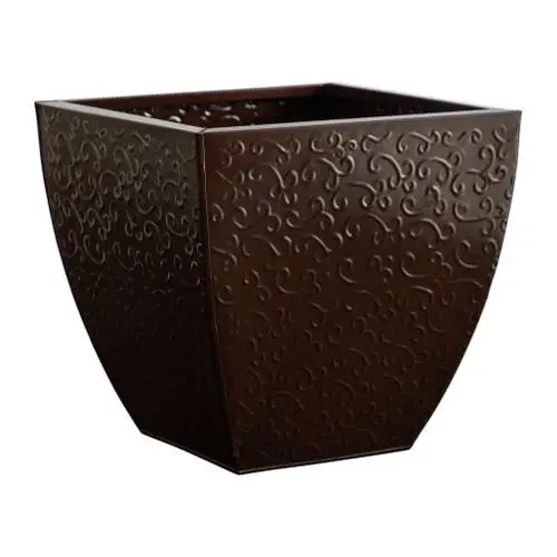 NEARLY NATURAL 14-in Embossed Metal Scroll Planter