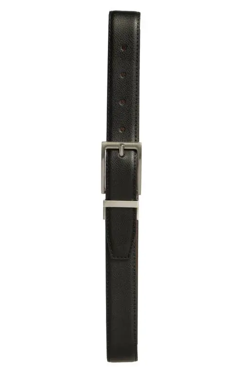 Nordstrom Reversible Pebble Faux Leather Belt - Black To Brown Pebble - Nickel