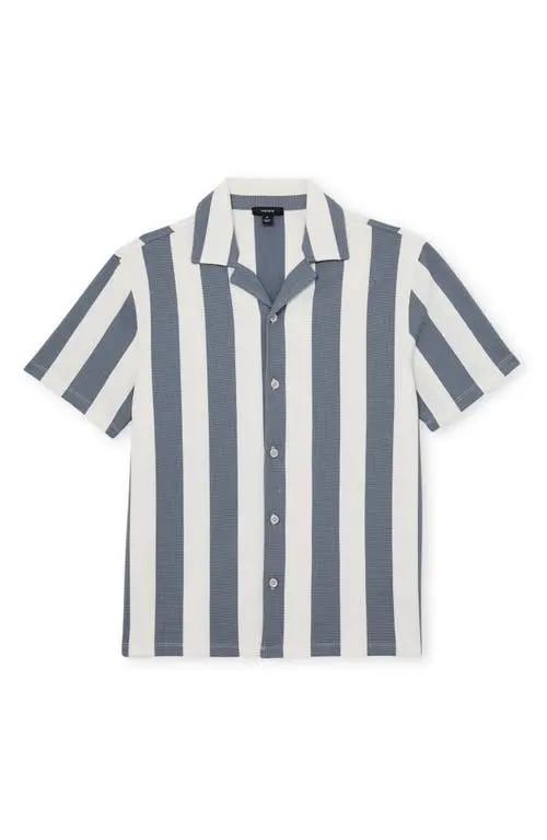 REISS Dexter Stripe Camp Shirt - Airforce Blue/o