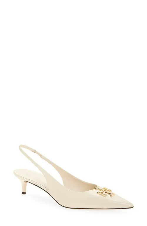 Tory Burch Eleanor Kitten Heel Slingback Pump - Light Cream/gold