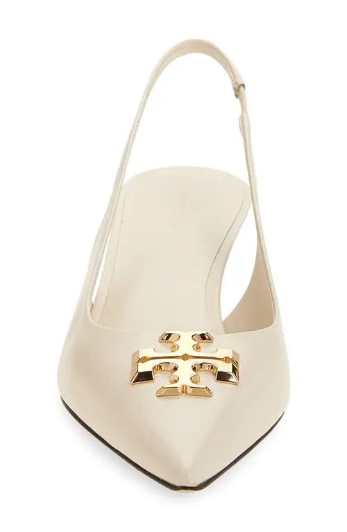 Tory Burch Eleanor Kitten Heel Slingback Pump - Light Cream/gold