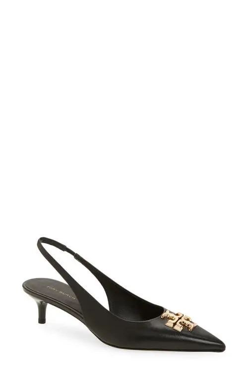 Tory Burch Eleanor Kitten Heel Slingback Pump - Perfect Black/gold