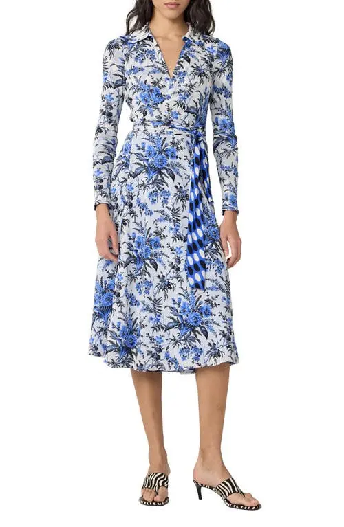 Diane Von Furstenberg Phoenix Reversible Long Sleeve Midi Shirtdress