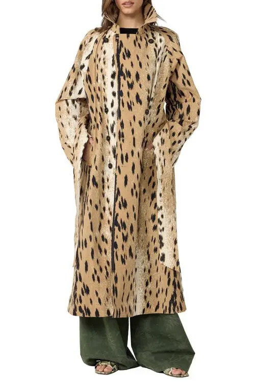Diane Von Furstenberg Kamirah Animal Print Trench Coat - Leopard Fa