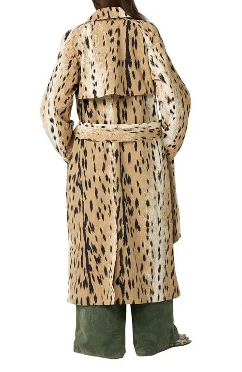 Diane Von Furstenberg Kamirah Animal Print Trench Coat - Leopard Fa
