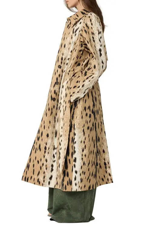Diane Von Furstenberg Kamirah Animal Print Trench Coat - Leopard Fa