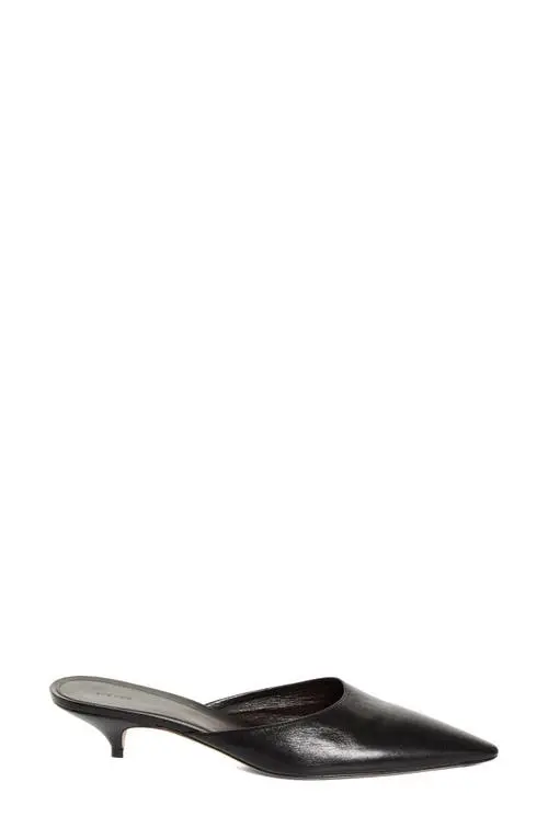 THE ROW Liisa Pointed Toe Kitten Heel Mule - Black
