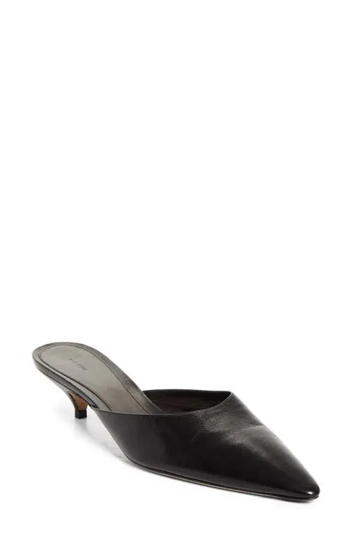 THE ROW Liisa Pointed Toe Kitten Heel Mule - Black