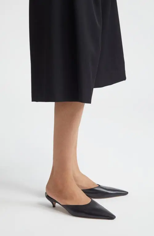 THE ROW Liisa Pointed Toe Kitten Heel Mule - Black