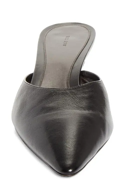THE ROW Liisa Pointed Toe Kitten Heel Mule - Black