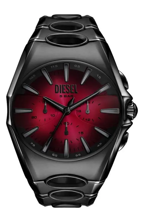 DIESEL® Chronograph Bracelet Watch - Black/red