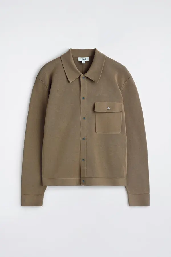 Cos Knitted Cotton Jacket With Chest Pocket