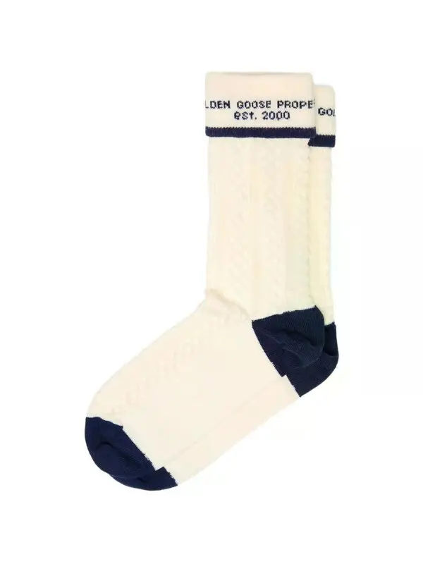 GOLDEN GOOSE Socks With Burgundy And Cream Details - Neutrals