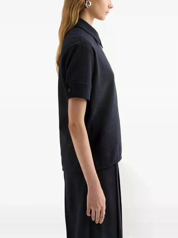 JIL SANDER Embroidered Logo Zip Polo Shirt - Blue