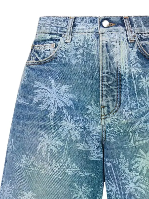 Amiri Chateau Palms Denim Shorts - Blue