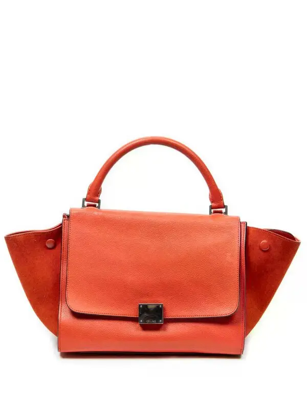 Celine Trapeze Leather Tote - Orange