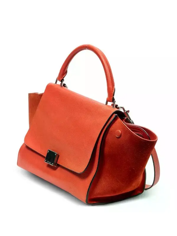Celine Trapeze Leather Tote - Orange