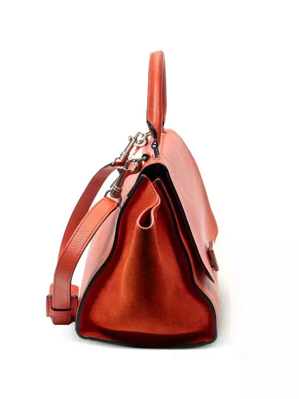 Celine Trapeze Leather Tote - Orange