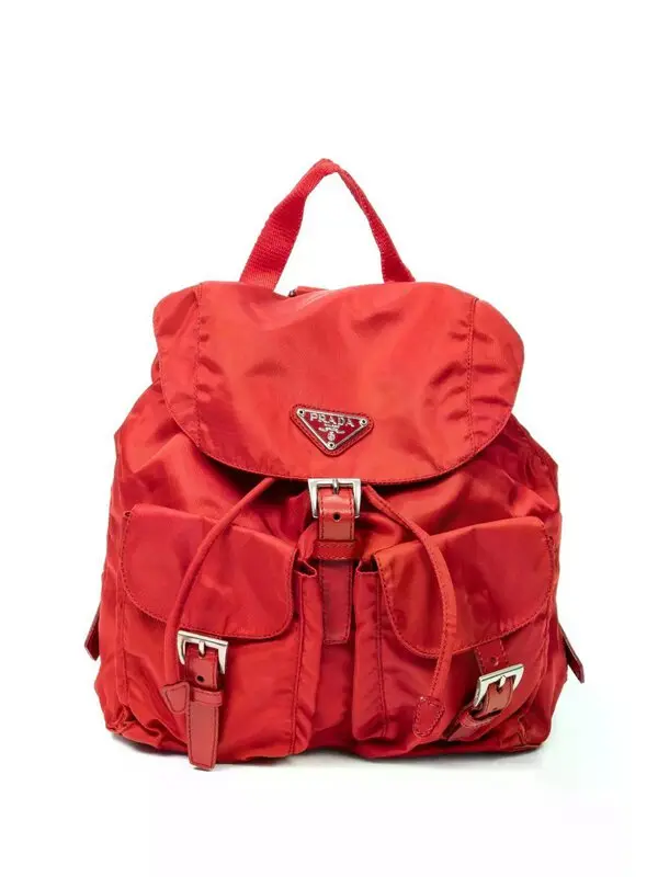 Prada Triangle-logo Backpack - Red