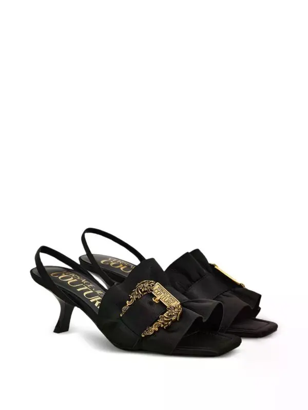 Versace Fondo Fiona Ruffled Sandals - Black