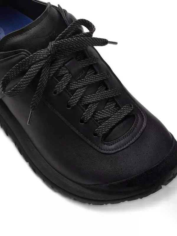 BIRKENSTOCK Stroedt Leather Lace-up Sneakers With Perforated Details - Black