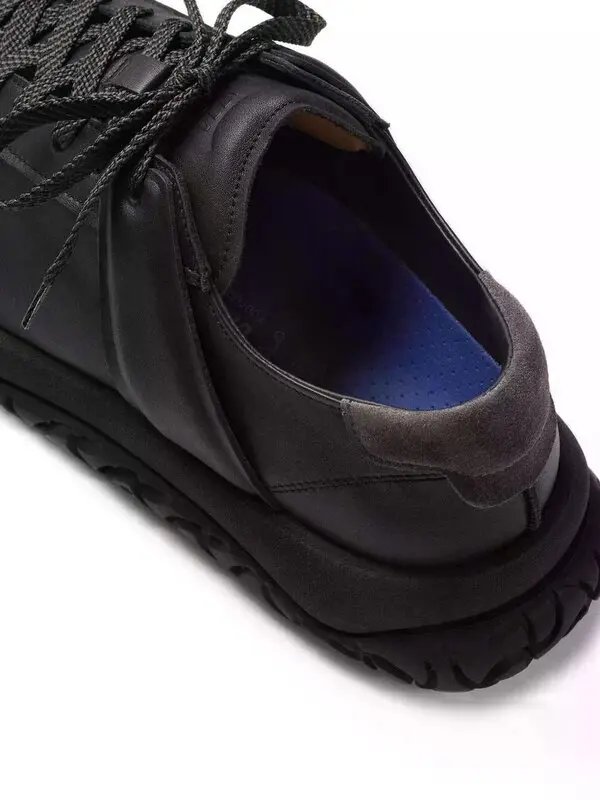 BIRKENSTOCK Stroedt Leather Lace-up Sneakers With Perforated Details - Black