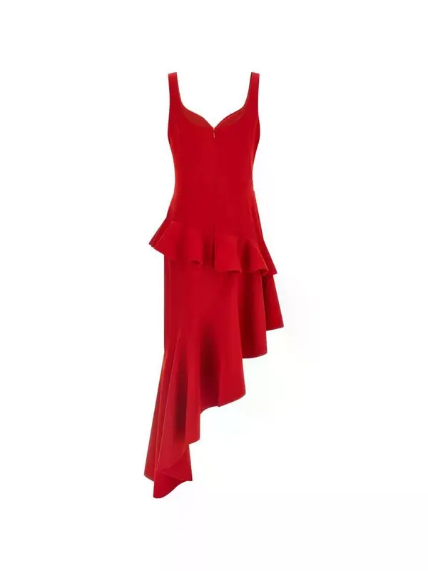 CATALINA Asymmetric Ruffled Midi Dress