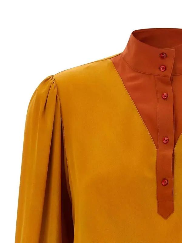 Saint Laurent Colourblock High-neck Blouse - Yellow