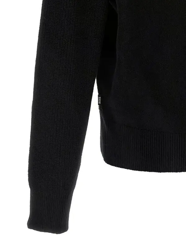 BOSS Raglan Sleeve Crew Neck Sweater - Black