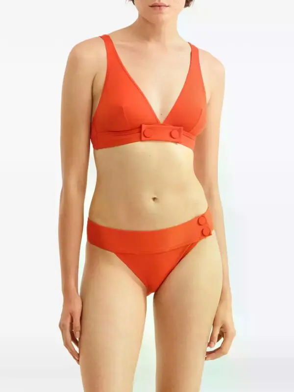 ERES Button Detail High-waisted Bikini Briefs - Orange