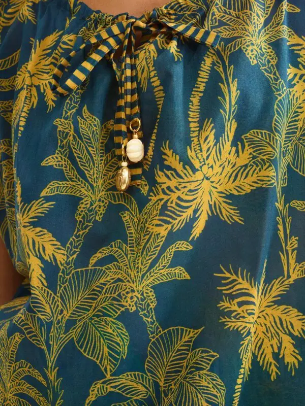 ERES Palm-tree Print Top - Blue