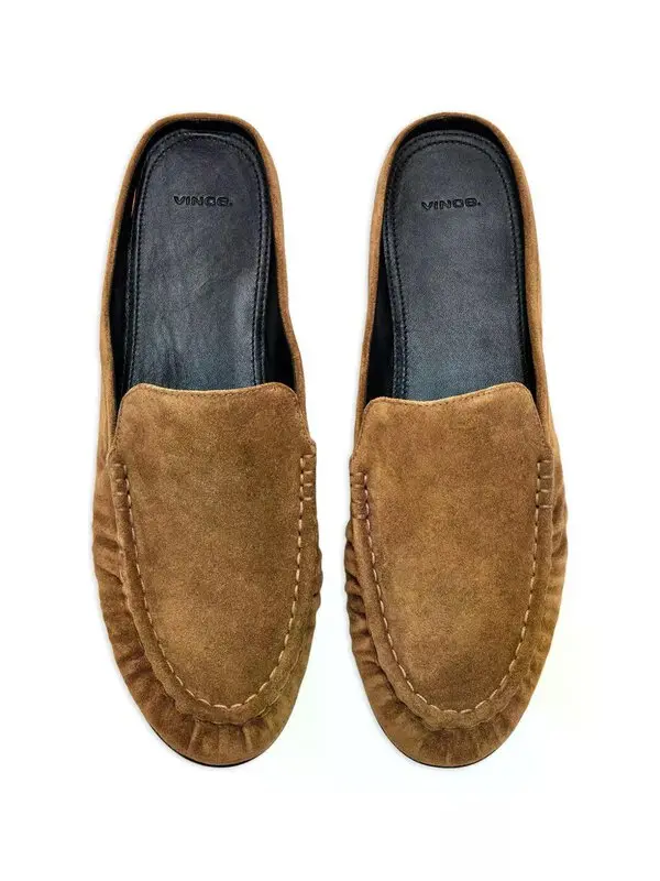 Vince Suede Moccasin Toe Mules - Brown