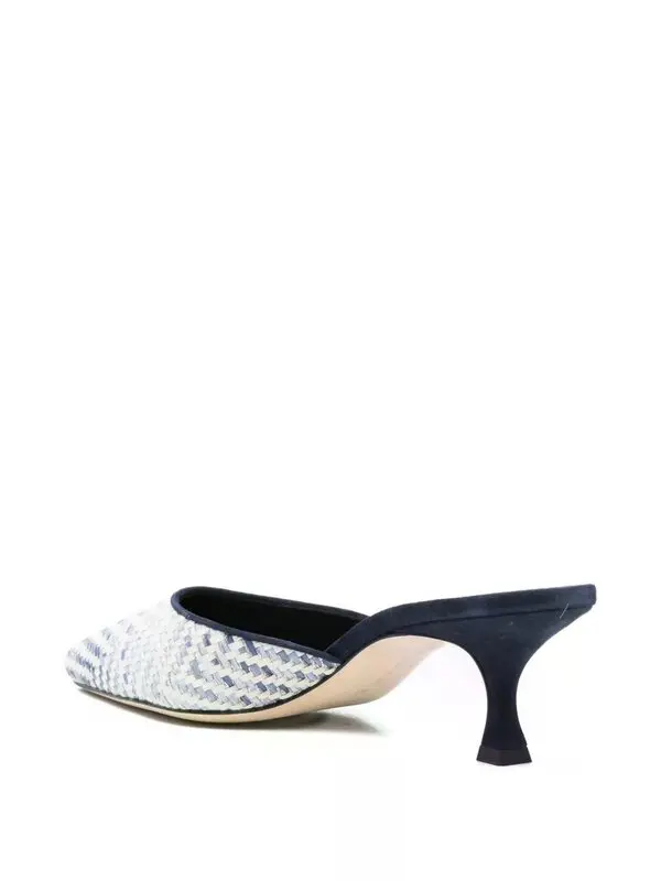 Manolo Blahnik Carolynemu Raffia Mules