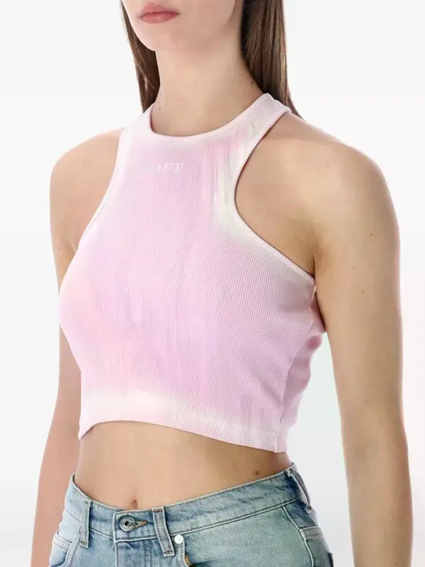 Off-White Ribbed Knit Crop Top