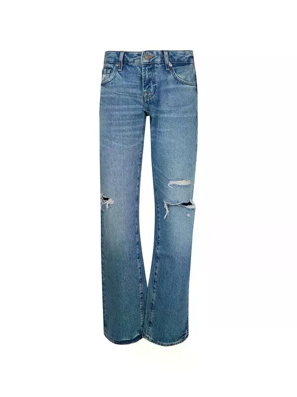 7 For All Mankind Low Straight Distressed Jeans
