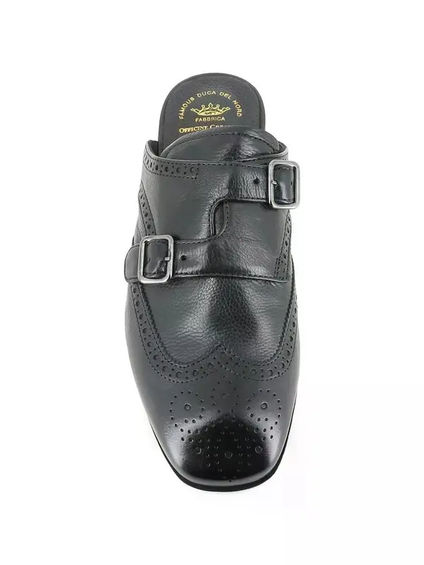 Officine Creative Buckle Detail Brogue Mules - Black