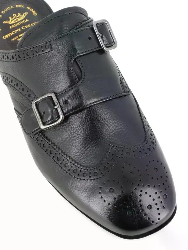 Officine Creative Buckle Detail Brogue Mules - Black