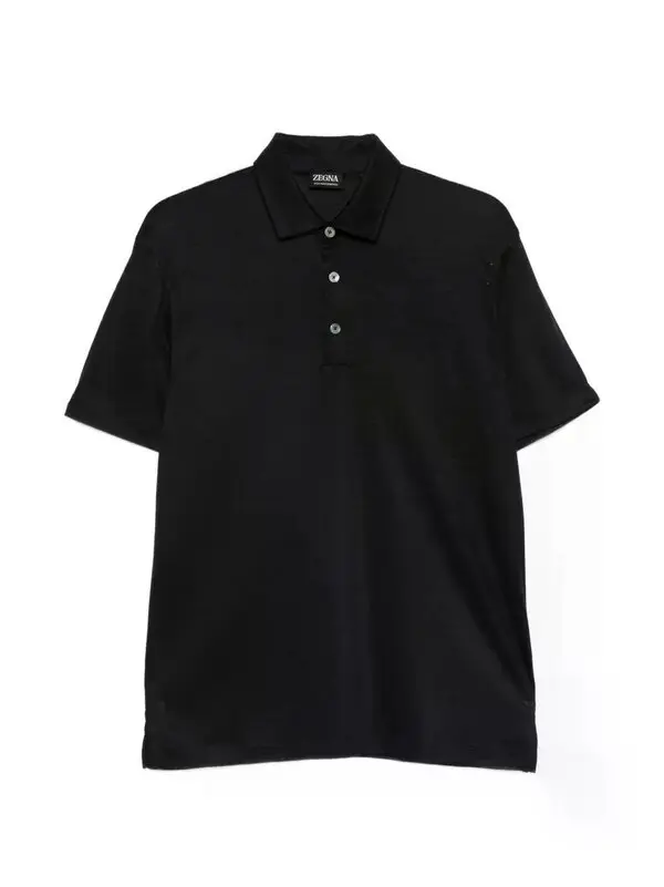 Zegna Button Wool Polo Shirt - Black