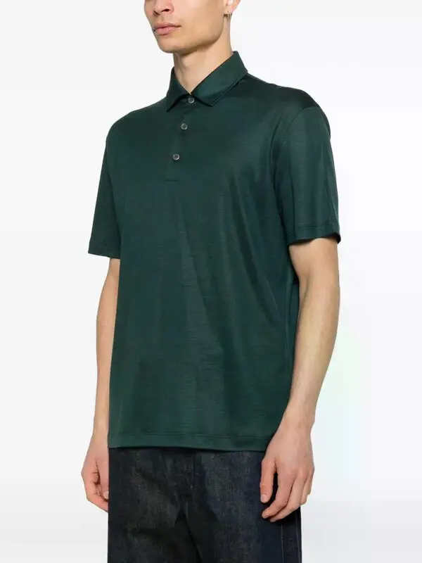 Zegna Buttoned Wool Polo Shirt - Green